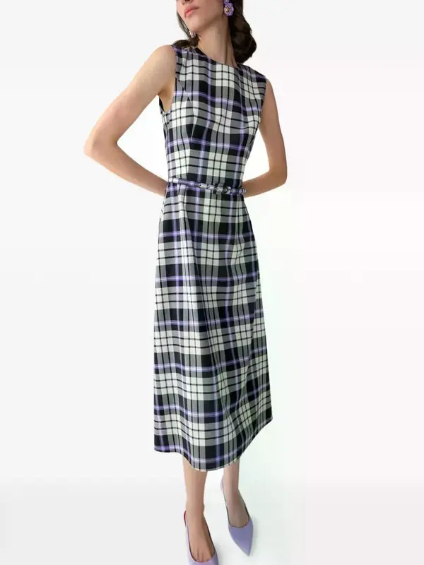 Carolina Herrera Plaid A-line Midi Dress