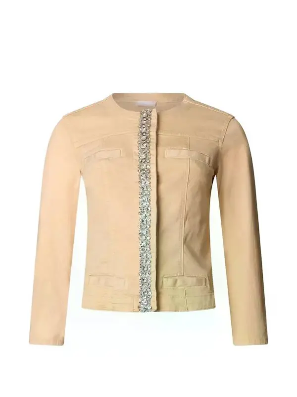 Liu Jo Cream Beige Jacket With Jewel Embellishments - Neutrals