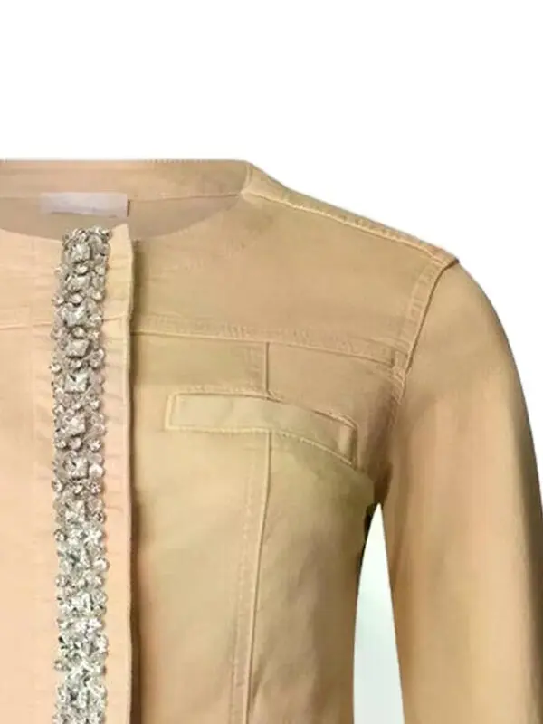 Liu Jo Cream Beige Jacket With Jewel Embellishments - Neutrals