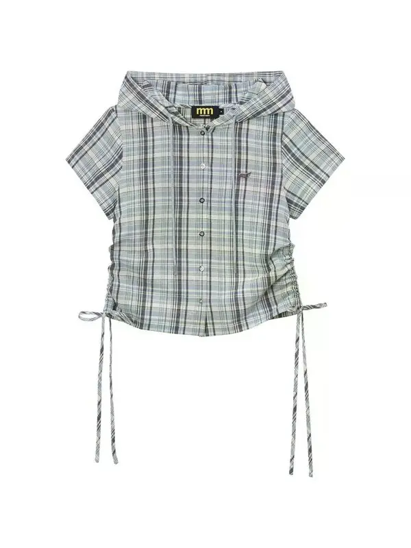 MINI CREAM Hooded Checkered Shirt