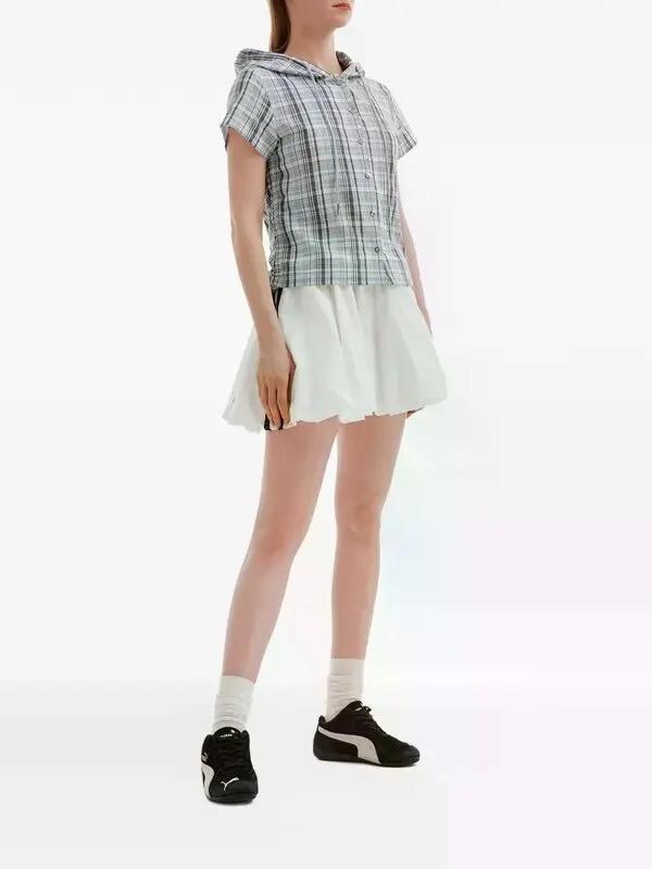 MINI CREAM Hooded Checkered Shirt