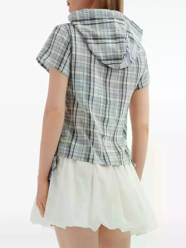 MINI CREAM Hooded Checkered Shirt