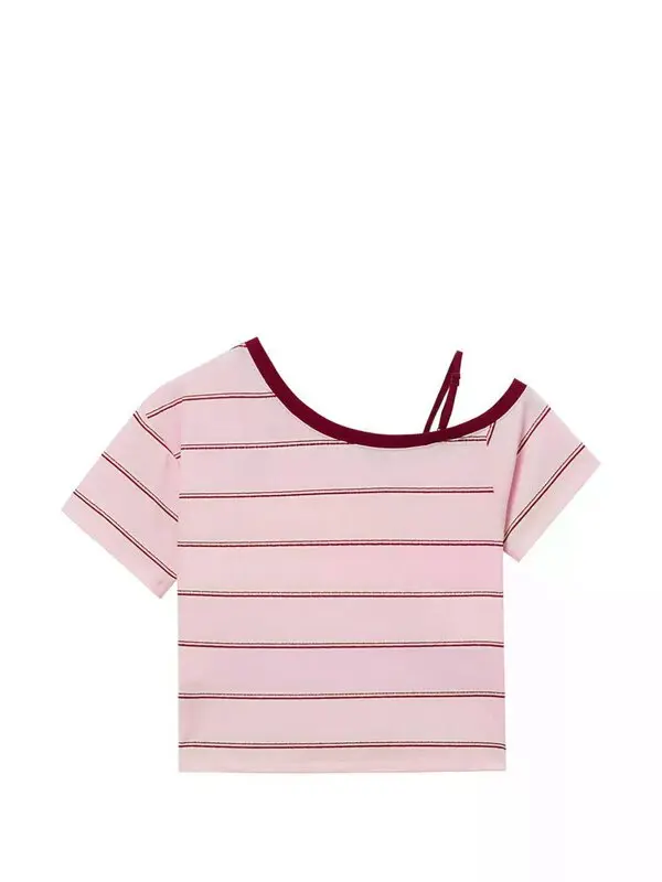 MINI CREAM Striped Cut-out Top