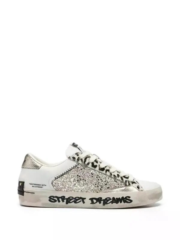 CRIME LONDON Animal-print Glitter Sneakers - White