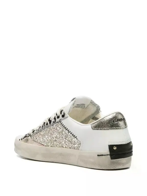 CRIME LONDON Animal-print Glitter Sneakers - White