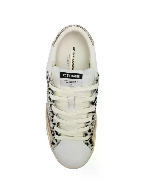CRIME LONDON Animal-print Glitter Sneakers - White