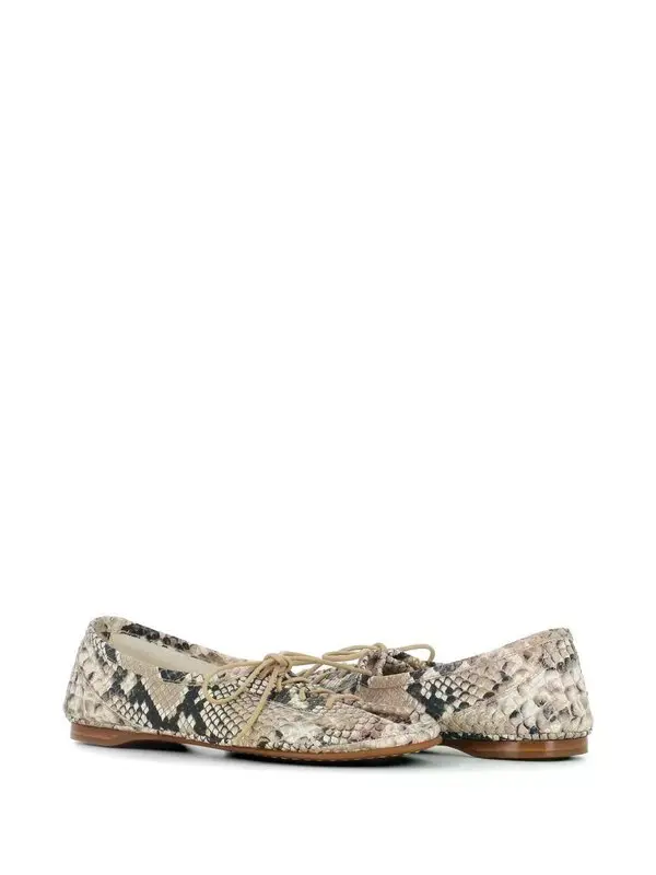 ALEXANDER HOTTO Snakeskin-print Slippers - Neutrals