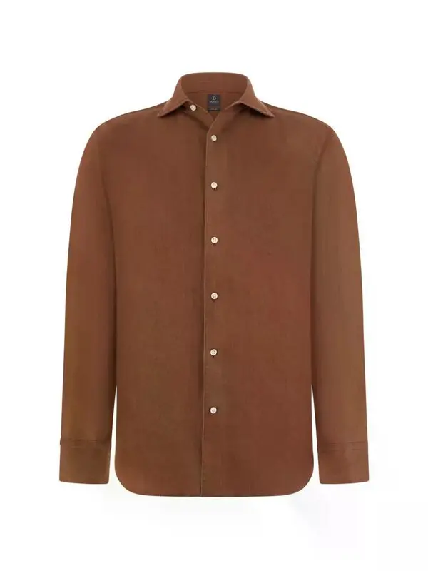 Boggi Milano Regular Fit Linen Shirt - Brown
