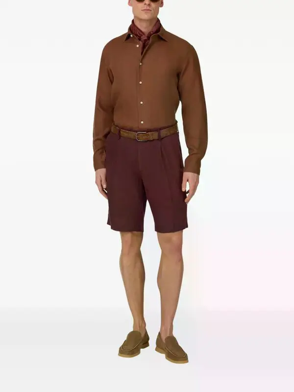 Boggi Milano Regular Fit Linen Shirt - Brown
