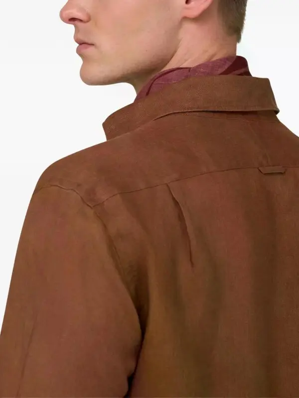 Boggi Milano Regular Fit Linen Shirt - Brown