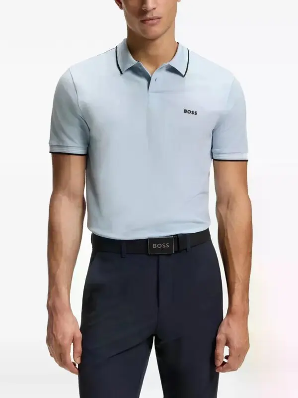 BOSS Stretch-cotton Slim-fit Polo Shirt With Branding And Stripes