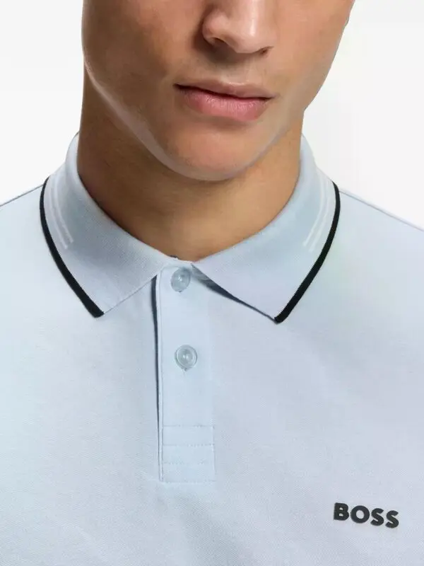 BOSS Stretch-cotton Slim-fit Polo Shirt With Branding And Stripes