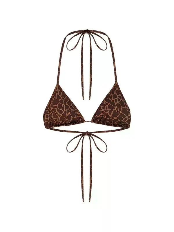 MC2 SAINT BARTH Giraffe-print Padded Bikini Top - Brown