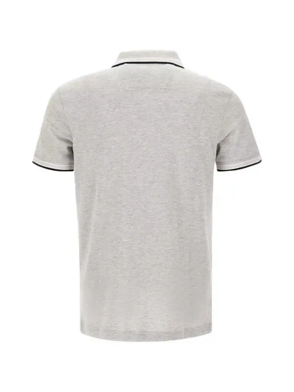 BOSS Striped-trim Pique Polo Shirt - Grey
