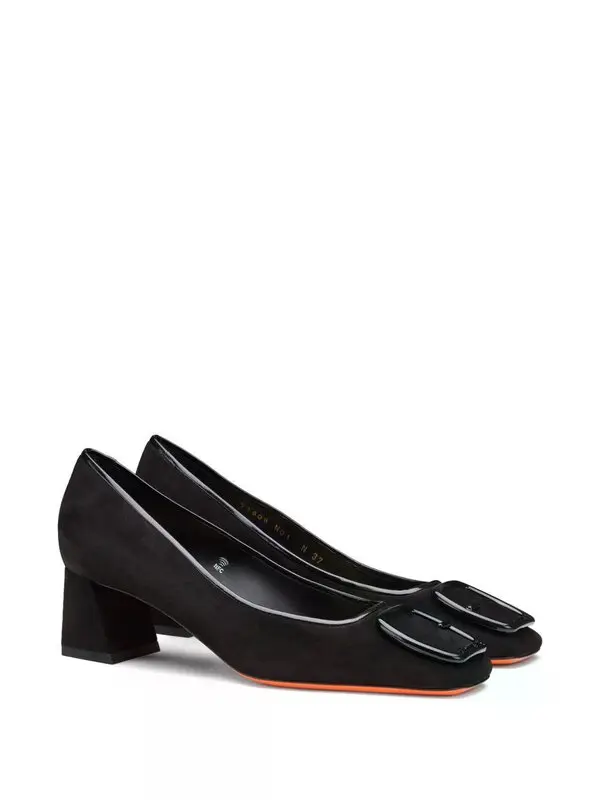 Santoni Suede Block Heel Pumps
