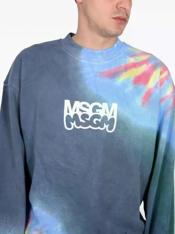 MSGM Tie-dye Sweatshirt With Logo Detail