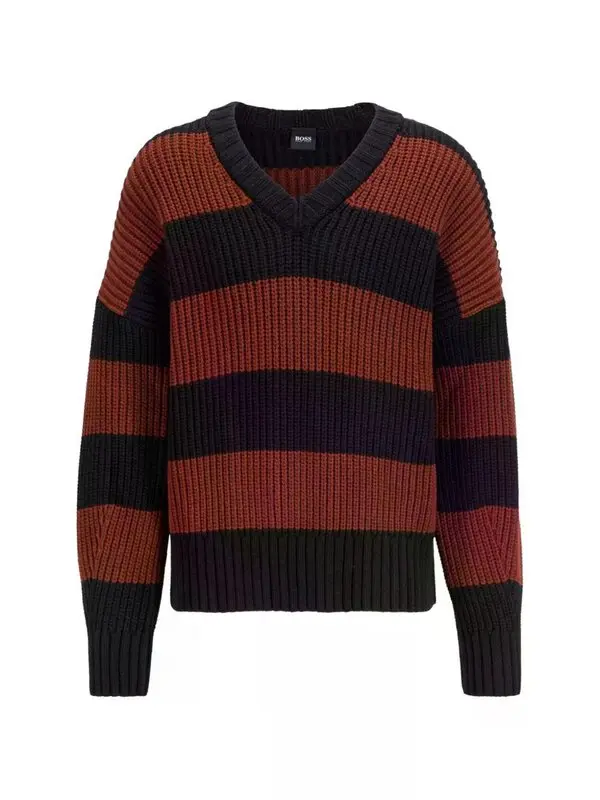 BOSS Ribbed V-neck Sweater