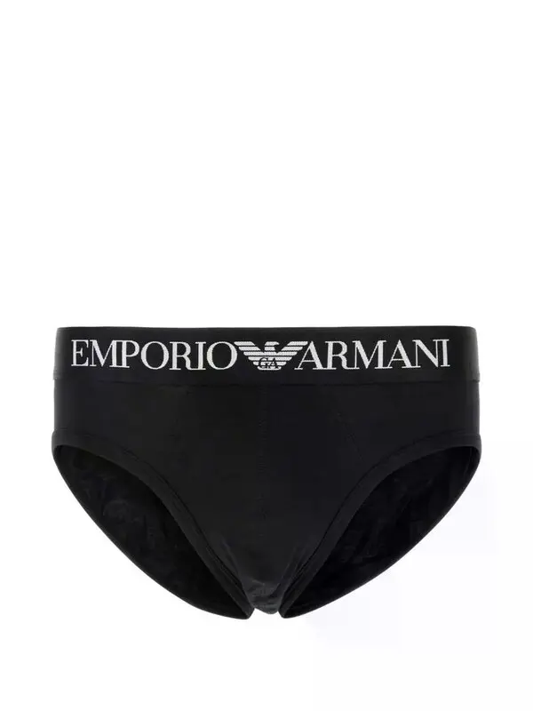 Emporio Armani Logo-waistband Briefs - Black