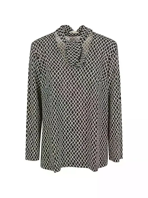 SIYU Printed Cowl Neck Blouse