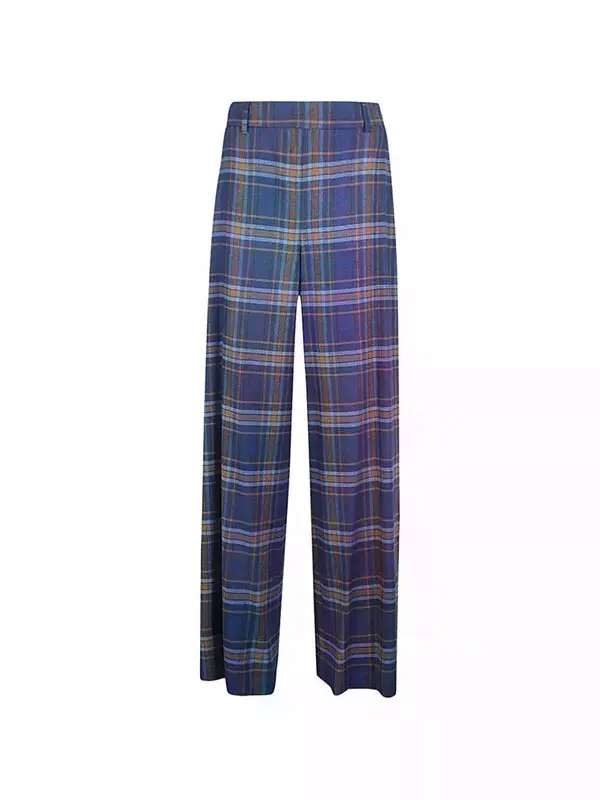 NIU Checked Wide-leg Trousers
