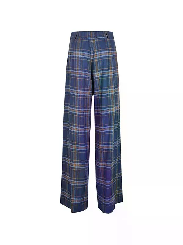 NIU Checked Wide-leg Trousers