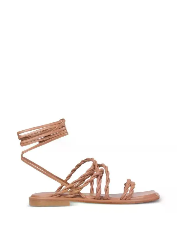 STUART WEITZMAN Calypso Braided Leather Flat Sandals