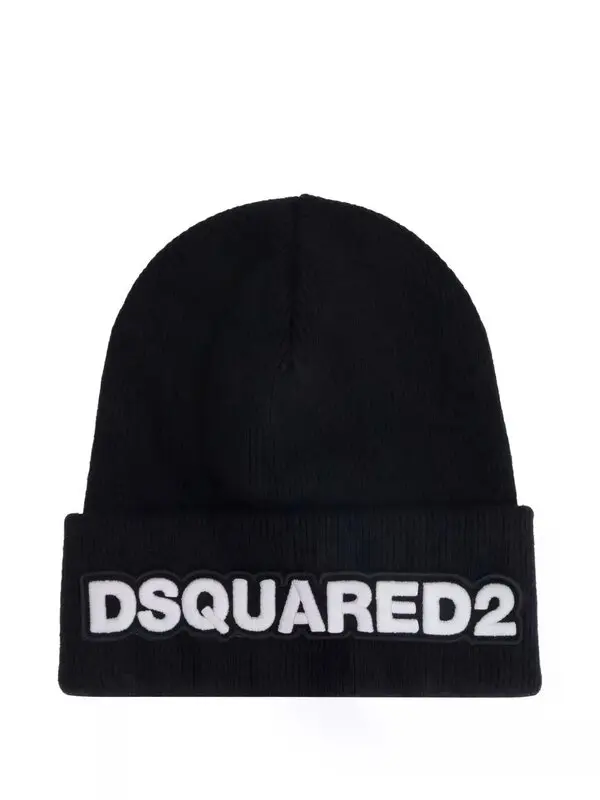 Dsquared2 Logo Ribbed Beanie - Black