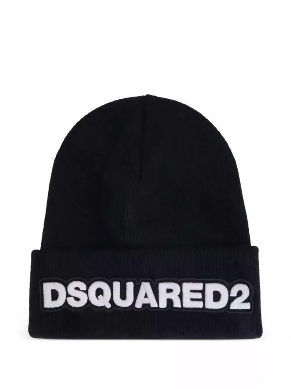 Dsquared2 Logo Ribbed Beanie - Black