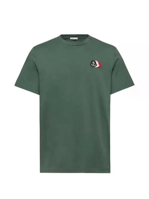 Moncler Embroidered Tricolour Logo T-shirt - Green