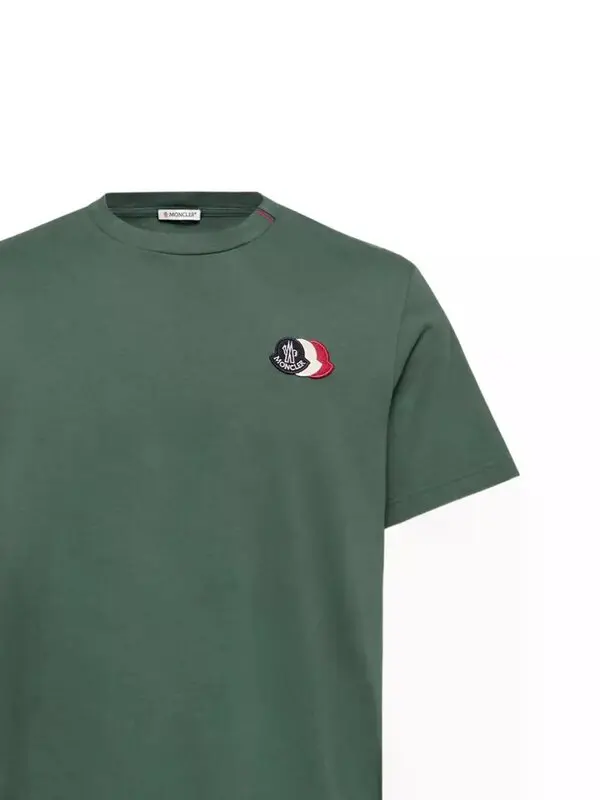 Moncler Embroidered Tricolour Logo T-shirt - Green