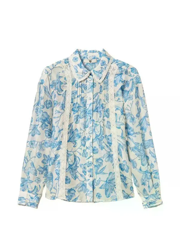 TWINSET Floral-pattern Laced Shirt - Blue