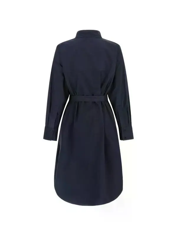 NUDE Open Collar Belted Shirt Dress - Blue
