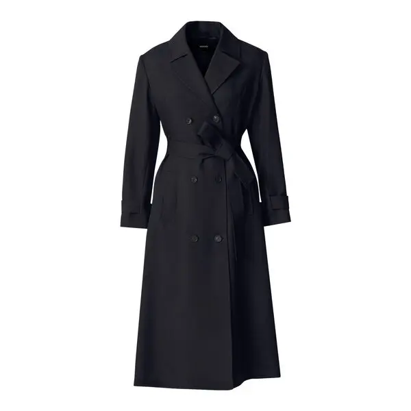 Mackage Lorna Wool Gabardine Maxi Trench Coat - Navy