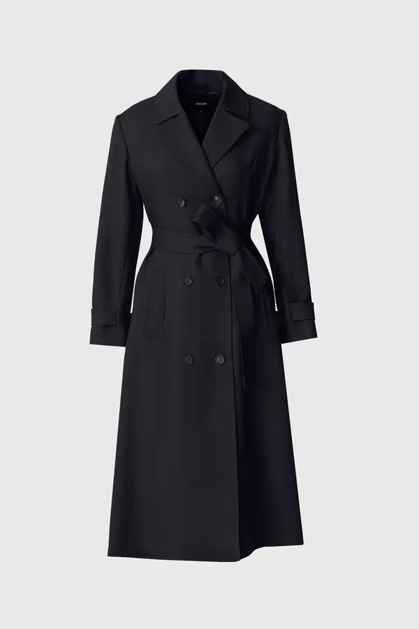 Mackage Lorna Wool Gabardine Maxi Trench Coat - Navy