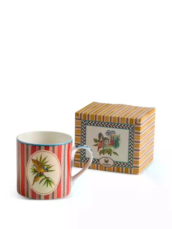 LISA CORTI Parrot-motif Porcelain Mug - Red