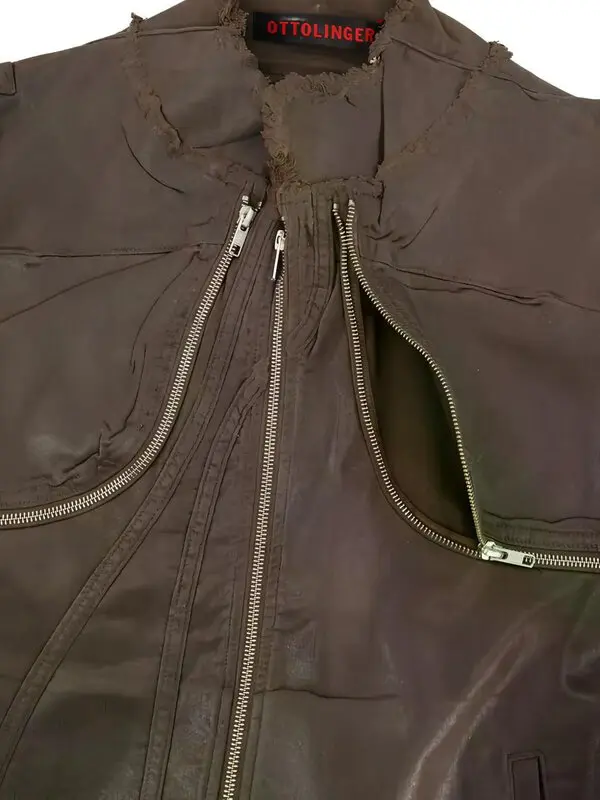 Ottolinger Zip Glazed Denim Jacket - Brown