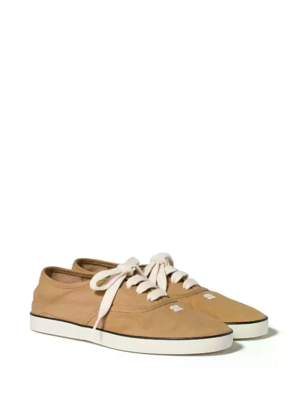 Miu Miu Embroidered Logo Lace-up Sneakers - Neutrals