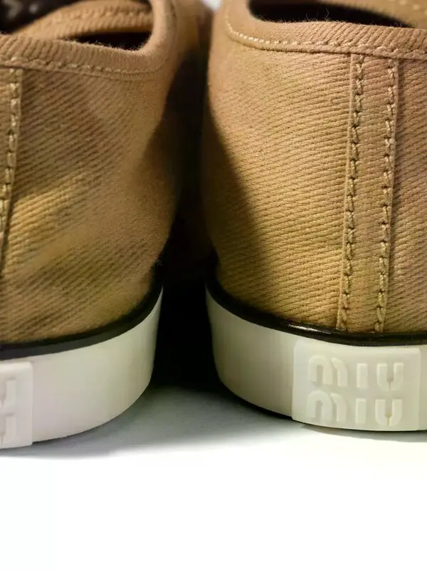 Miu Miu Embroidered Logo Lace-up Sneakers - Neutrals
