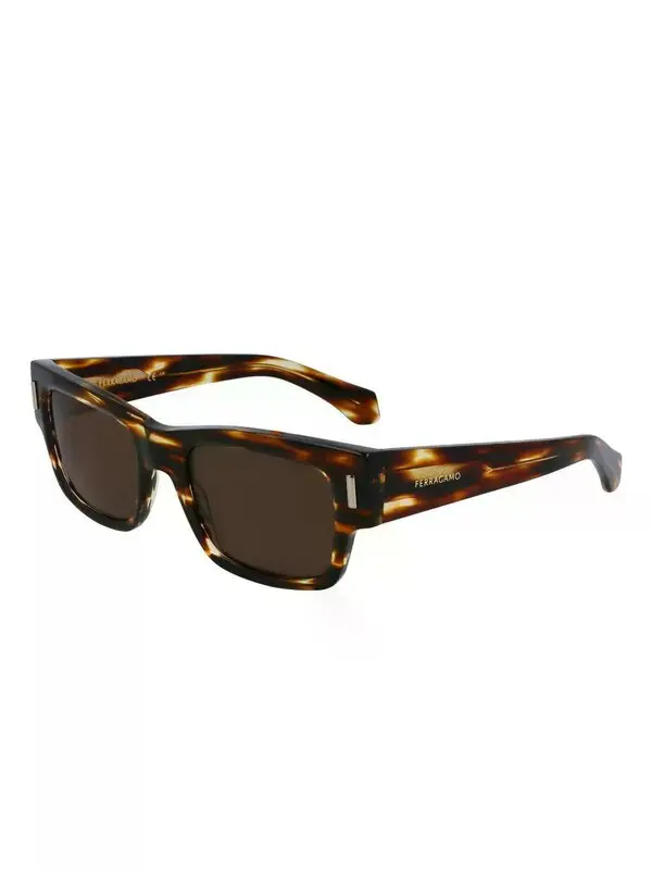 FERRAGAMO Tortoiseshell-pattern Rectangular Sunglasses - Brown