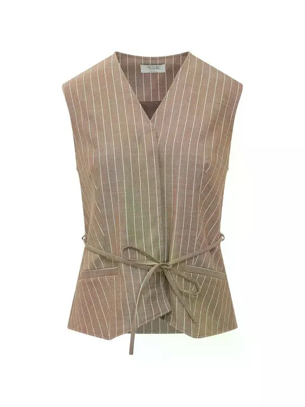 LE SULLY STUDIO Striped Tie-waist Vest