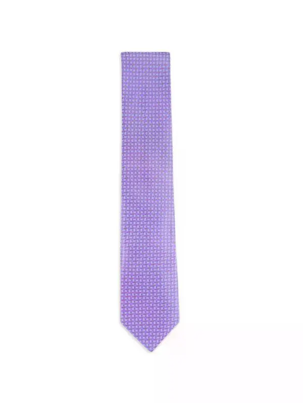 Canali Geometric-patterned Neck Tie - Purple