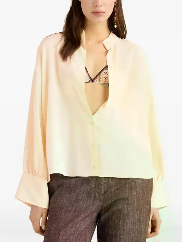 Momoni Franklin Stand-collar Gathered-sleeve Shirt
