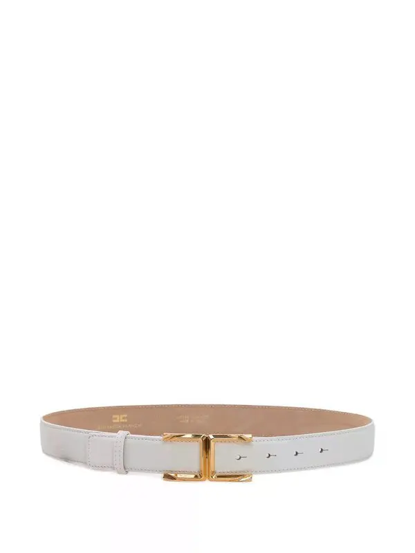 Elisabetta Franchi Leather Belt With Logo Buckle - Grey