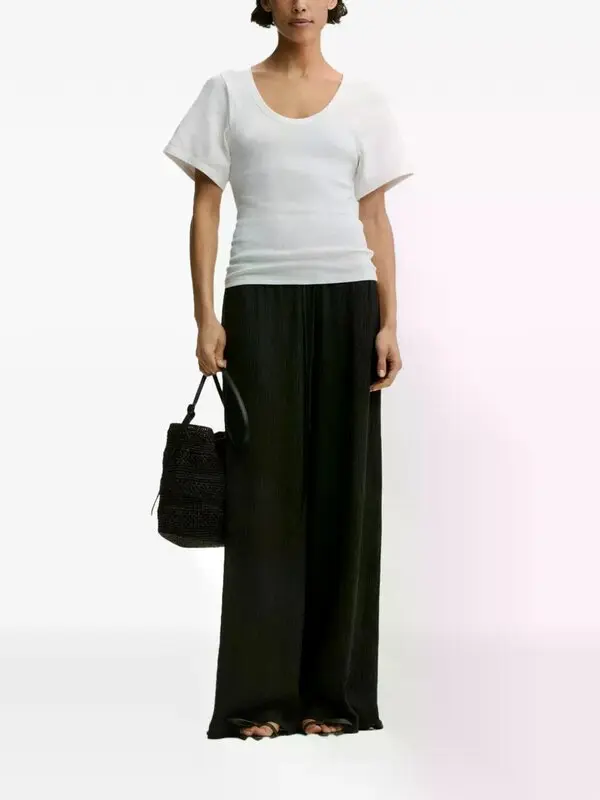 BY MALENE BIRGER Drawstring-waist Crinkled-finish Trousers - Black