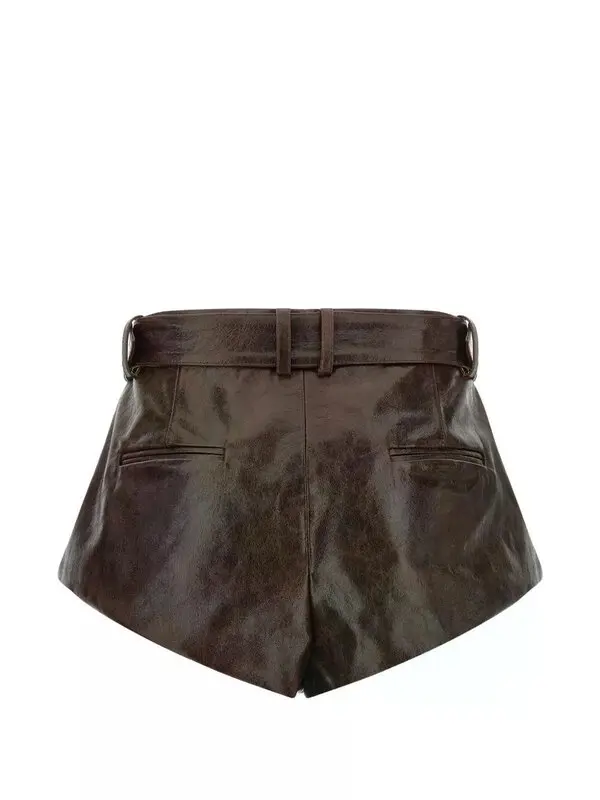 Magda Butrym Belted Leather Shorts - Brown