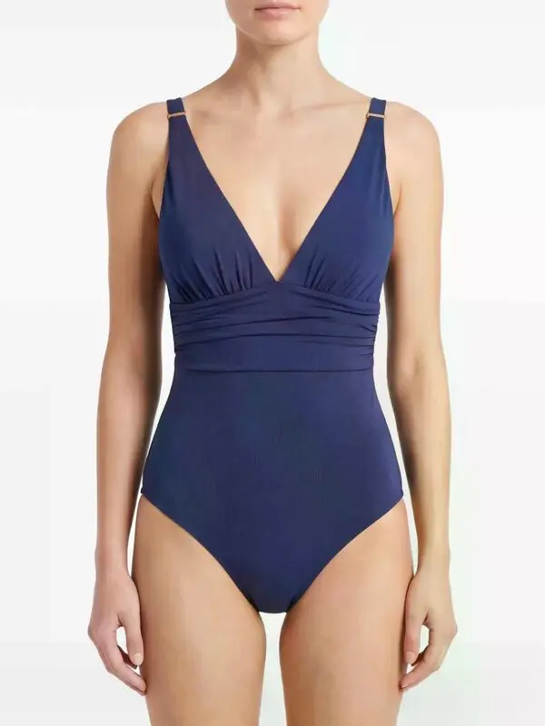 Melissa Odabash Panarea V-neck Strap Swimsuit - Blue