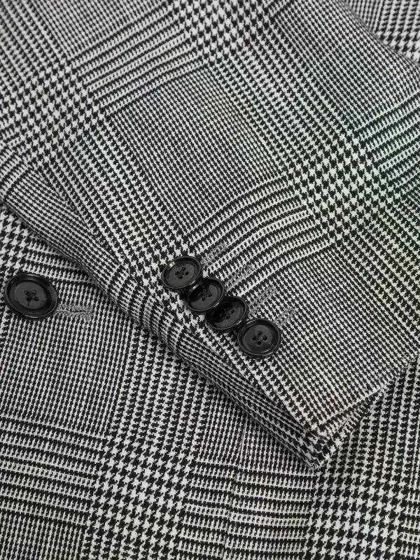 BOSS Plaid Single-breasted Blazer - Grey