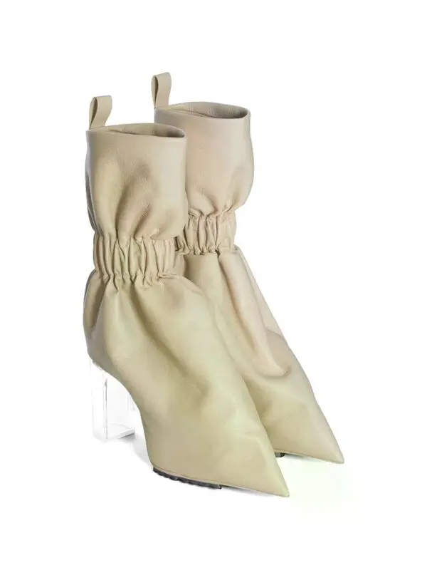Rick Owens Taquito Ruched Leather Boots - Neutrals