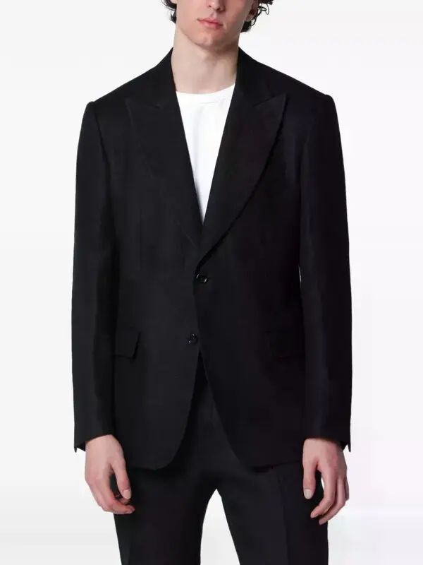 LARDINI Single-breasted Linen Blazer - Black