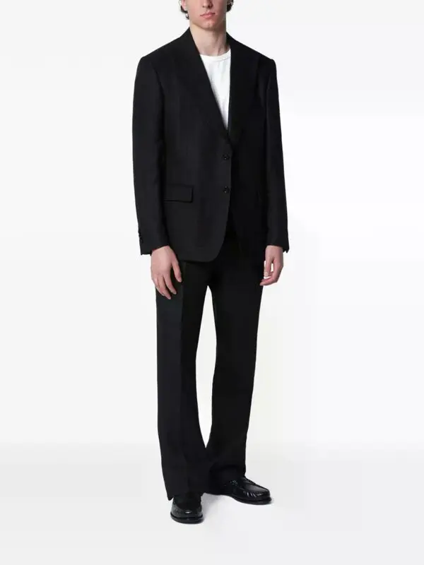 LARDINI Single-breasted Linen Blazer - Black